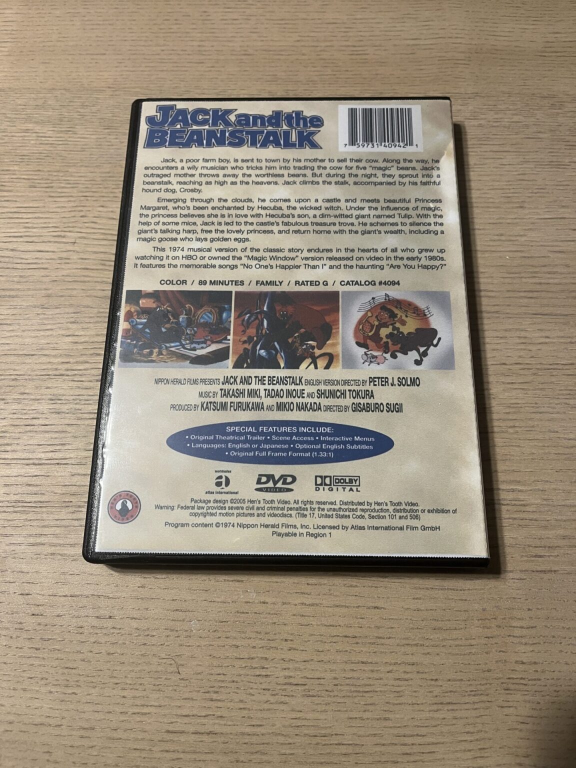 Jack and the Beanstalk DVD Cartoon Musical Crosby Margaret 1974 Hen’s ...